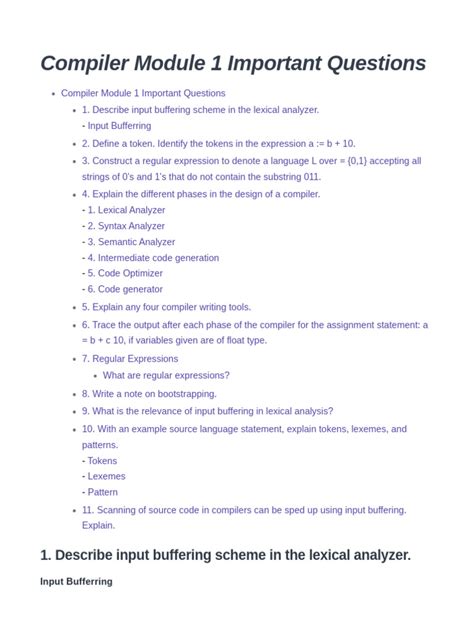 Compiler Module 1 Important Questions Pdf Parsing Compiler