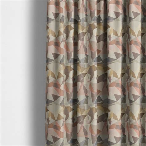 Soft Feel Geometric Diamond Pattern Orange Pink Yellow Colour Chenille