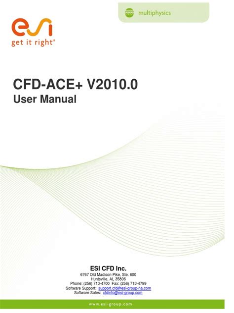 Cfd Ace V20100 User Manual Pdf Databases Computational Fluid