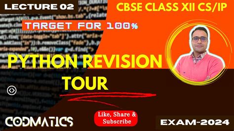 Python Revision L02 Revision Target For 100 🎯 Cbse Python Cs