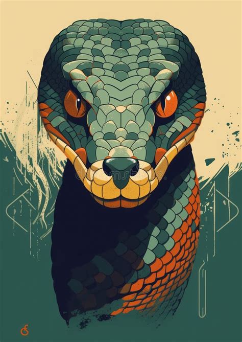 Serpent S Gaze A Flat Vector Art Illustration Stock Illustration