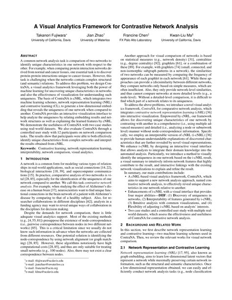 Pdf A Visual Analytics Framework For Contrastive Network Analysis
