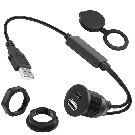 Qianrenon Usb2 0 To Usb2 0 And Usb C Threaded Fixed Mount Adapter Short Cable Usb A