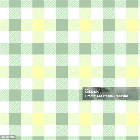파스텔 식탁보 깅 엄 벡터 완벽 한 패턴입니다 녹색 노란색 체크 무늬 배경입니다 코티지 코어 가든 디자인 농가 농가 여름 그래픽 배경입니다 0명에 대한 스톡 벡터 아트 및