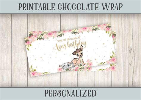 Bambi Birthday Bambi Chocolate Wrapper First Birthday Etsy Ireland