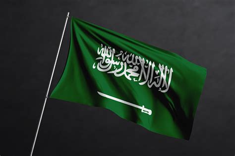 3d 흔들리는 깃발 디자인 검은 배경에 사우디 아라비아 국기입니다 3차원 형태에 대한 스톡 사진 및 기타 이미지 3차원 형태 개념 개념과 주제 Istock