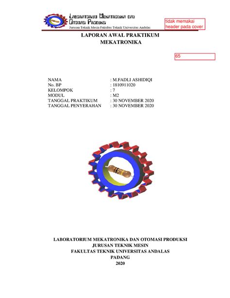 Laporan Akhir Mekatronika Modul 2 Laporan Awal Praktikum Mekatronika Nama M Ashidiqi No Bp