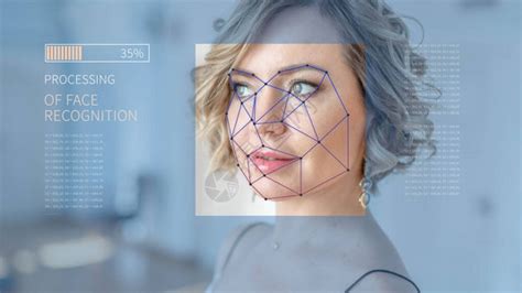 现代年轻女生物特征验证多边形网格人脸识别新技术的概念是图片素材 正版创意图片503692751 摄图网