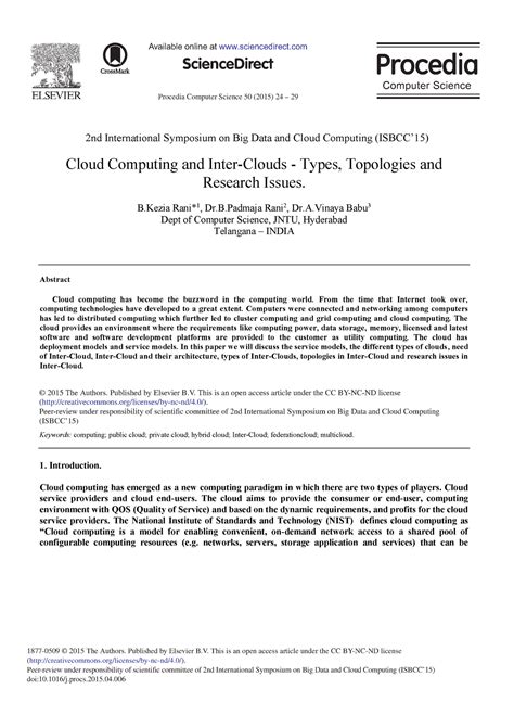 Cloud Computing And Inter Clouds Types Topologies And Research Issues Procedia Computer