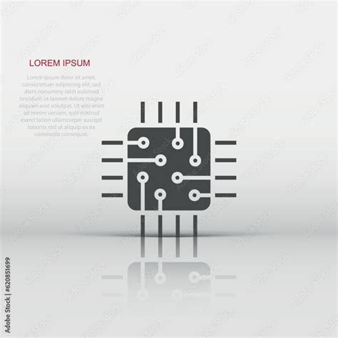 Computer Cpu Icon In Flat Style Circuit Board Vector Illustration On White Isolated Background