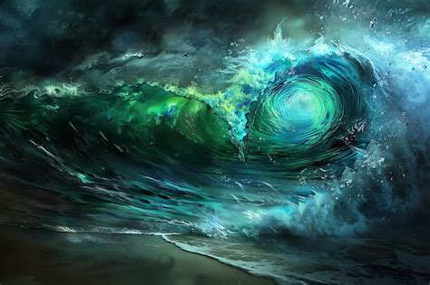 Abstract Ocean Wave With Whirl Premium Ai Generated Image