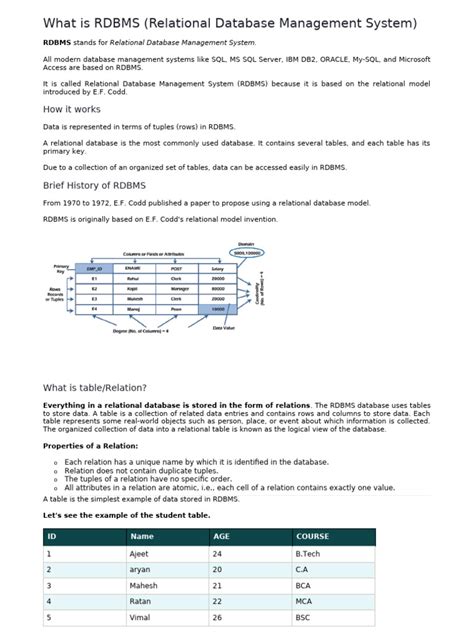 What Is Rdbms Pdf Relational Database Relational Model