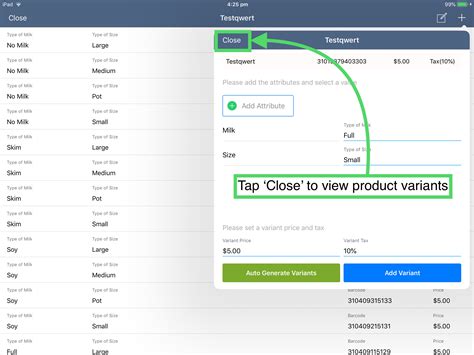 IOS POS Auto Generating Variants On A New Product Line ClickPOS