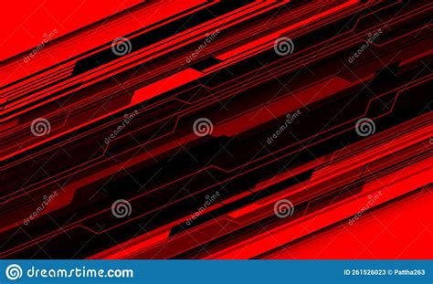 Abstract Black Line Circuit Cyber Geometric Slash Dynamic On Red Design Modern Futuristic