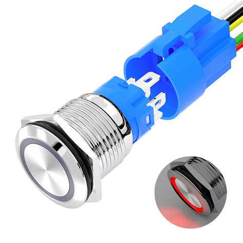 19mm 24v Led Lighted Latching Push Button Switch With Pre Wired Daier