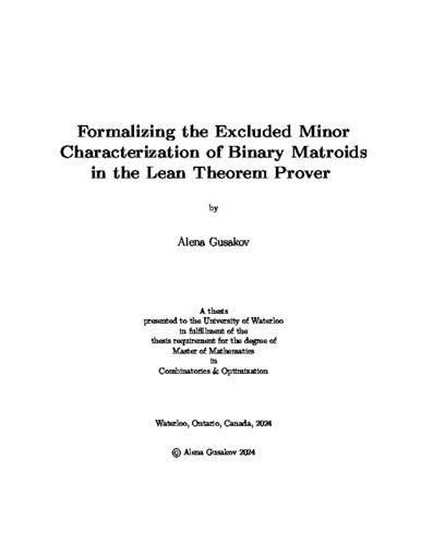 Formalizing The Excluded Minor Characterization Of Binary Matroids In