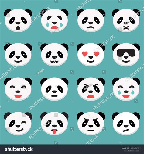 Panda Emotion Icons Set Cute Pandas Stock Vector Royalty Free 2090347012 Shutterstock