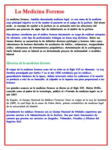 Funciones De La Medicina Forense Pdf Jurisprudencia Médica Medicina