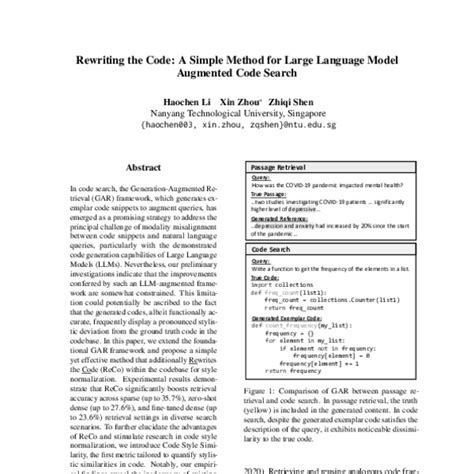 Rewriting The Code A Simple Method For Large Language Model Augmented Code Search Acl Anthology