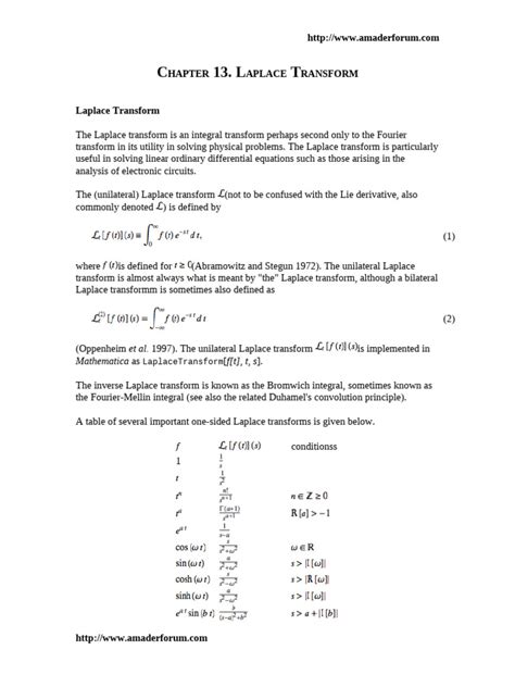 chapter13 laplace transform pdf laplace transform integral