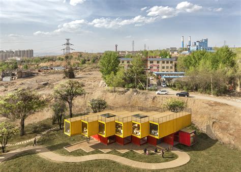 Stacked Shipping Containers Form Pavilion By Peoples Architecture Office