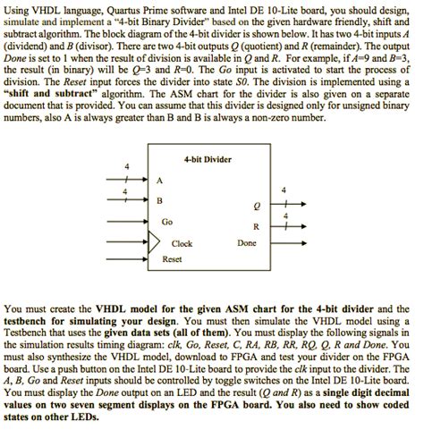 using vhdl language quartus prime software and intel