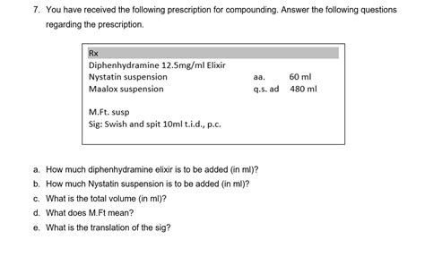 Solved You Have Received The Following Prescription For Chegg
