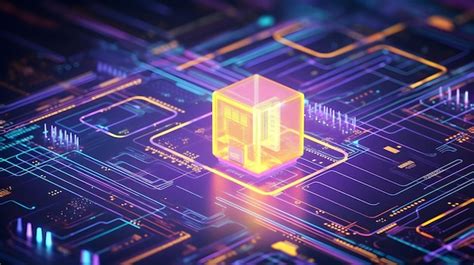 Premium Photo Data Storage Cube In The Center Of Neon Electrical Pathways Quantum Computing