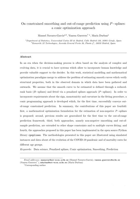 Pdf On Constrained Smoothing And Out Of Range Prediction Using P Splines A Conic Optimization