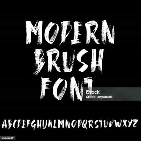 Handdrawn 드라이 브러쉬 폰트입니다 현대 브러쉬 레터링입니다 그런 지 스타일 알파벳입니다 벡터 일러스트입니다 0명에 대한 스톡 벡터 아트 및 기타 이미지 Istock