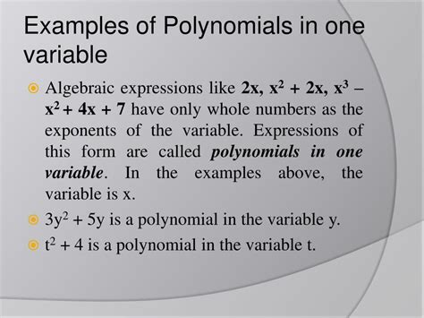 PPT POLYNOMIALS PowerPoint Presentation Free Download ID