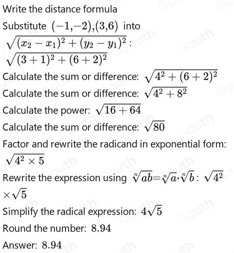 solved calculate the distance between the points l 1 2 and c 3 6