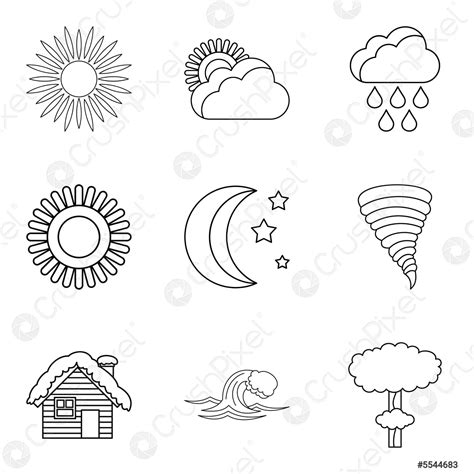 Correct Prediction Icons Set Outline Style Stock Vector 5544683