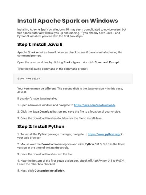 Installation Et Configuration De Spark Pdf Java Programming Language Command Line Interface