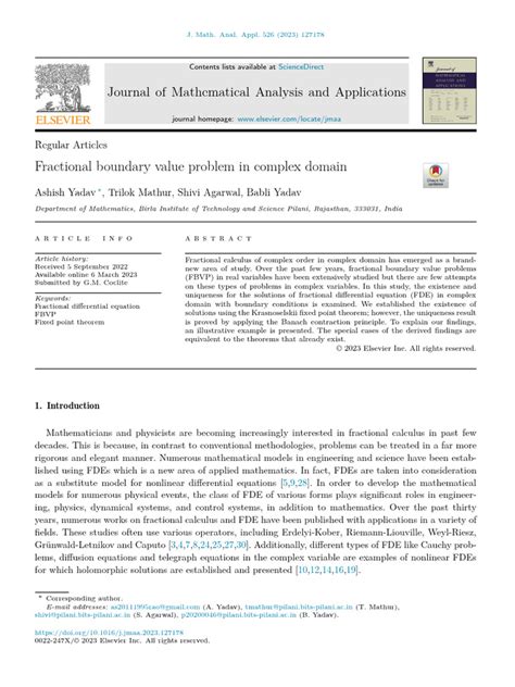 Fractional Boundary Value Problem In Complex Domain Pdf Holomorphic