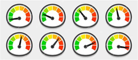 Premium Vector Set Of Gauge Measuring Indicator Icons Speedometer Measure Indicator Gauge