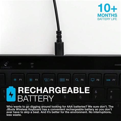 Jlab Jbuds Wireless Keyboard Black Keys Connect Via Bluetooth Or Usb Wireless Dongle