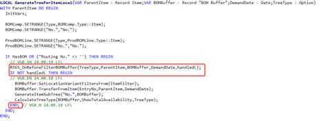Event Request Codeunit 5870 Function Generatetreeforitemlocal