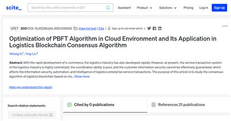 Optimization Of Pbft Algorithm In Cloud Environment And Its Application In Logistics Blockchain