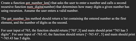 Solved Create A Function Get Number Len That Asks The User