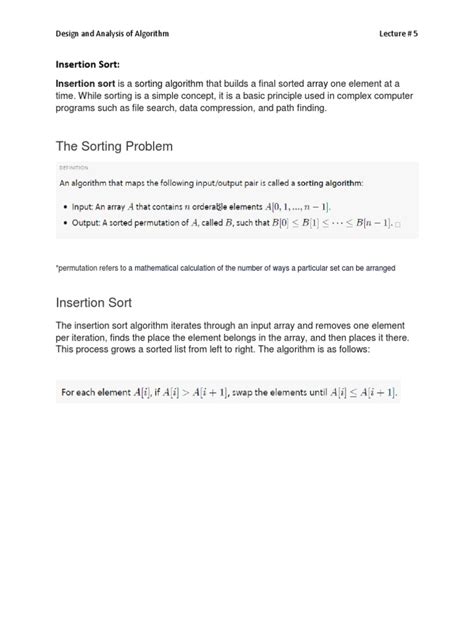 Lecture 4 Insertion Sort Pdf Pdf
