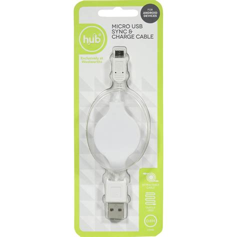 Hub Micro Usb Sync Charge Retractable Cable Android Each Woolworths