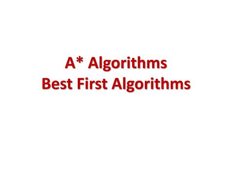A Star Algorithms Ppt