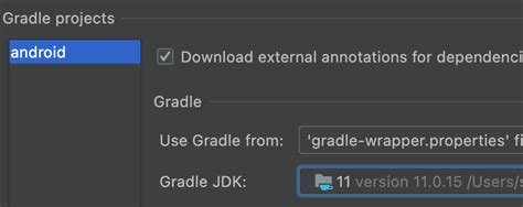 Android StudioでGradle JDKのバージョン一覧の整理