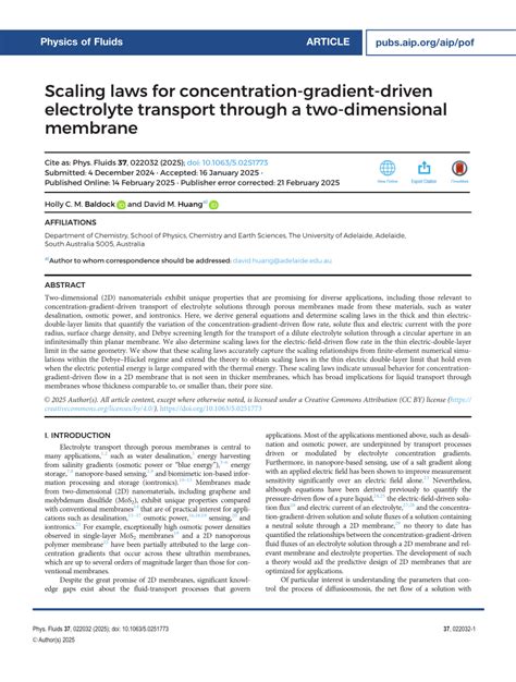 Pdf Scaling Laws For Concentration Gradient Driven Electrolyte
