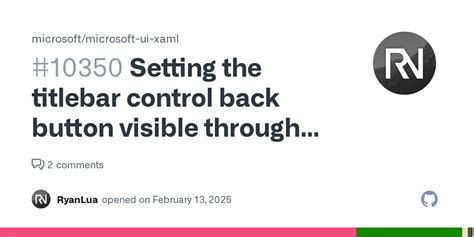 Setting The Titlebar Control Back Button Visible Through C For The First Time Allows It To Be