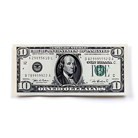 Photo Isolated Of 1 Usd Dollar Banknote Flying On White Background