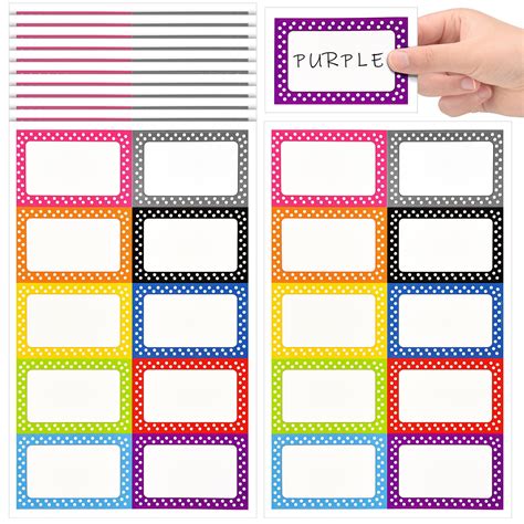 600 Pcs Polka Dot Name Tag Stickers Colorful Border Name Desertcart