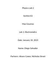 Exploring Electrostatics In Physics Lab Course Hero