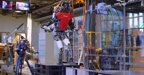 Atlas Humanoid Robot Walking Across Narrow Terrain
